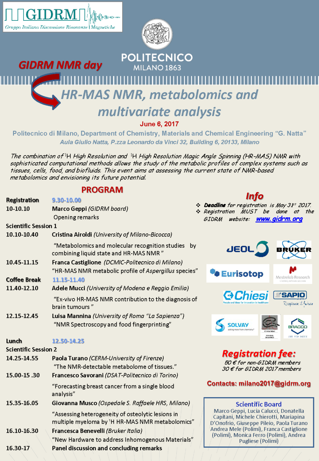 NMR Day: HR-MAS NMR, metabolomics and multivariate analysis | GIDRM